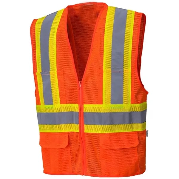 Hi Viz rPET Class 2 Reflective Safety Zipper Vest W 4 Pocket ...