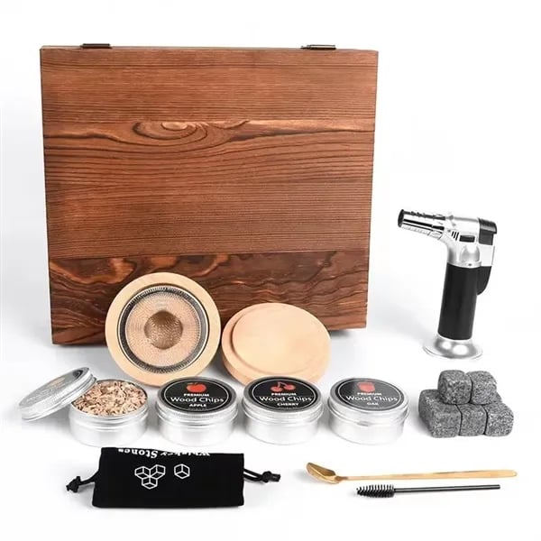 18pcs Whiskey Smoker Kit with Wooden Box Gift Set | EverythingSwag USA