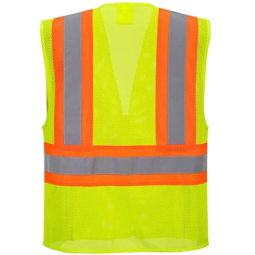 Hi Viz rPET Class 2 Reflective Safety Zipper Vest W 4 Pocket ...